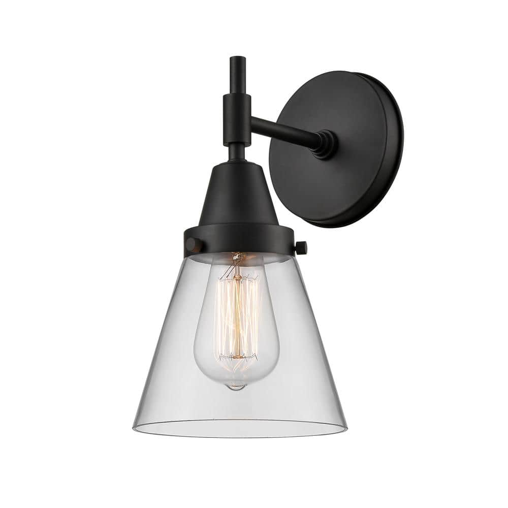 Innovations Cone 1-Light Matte Black, Clear Wall Sconce with Clear ...