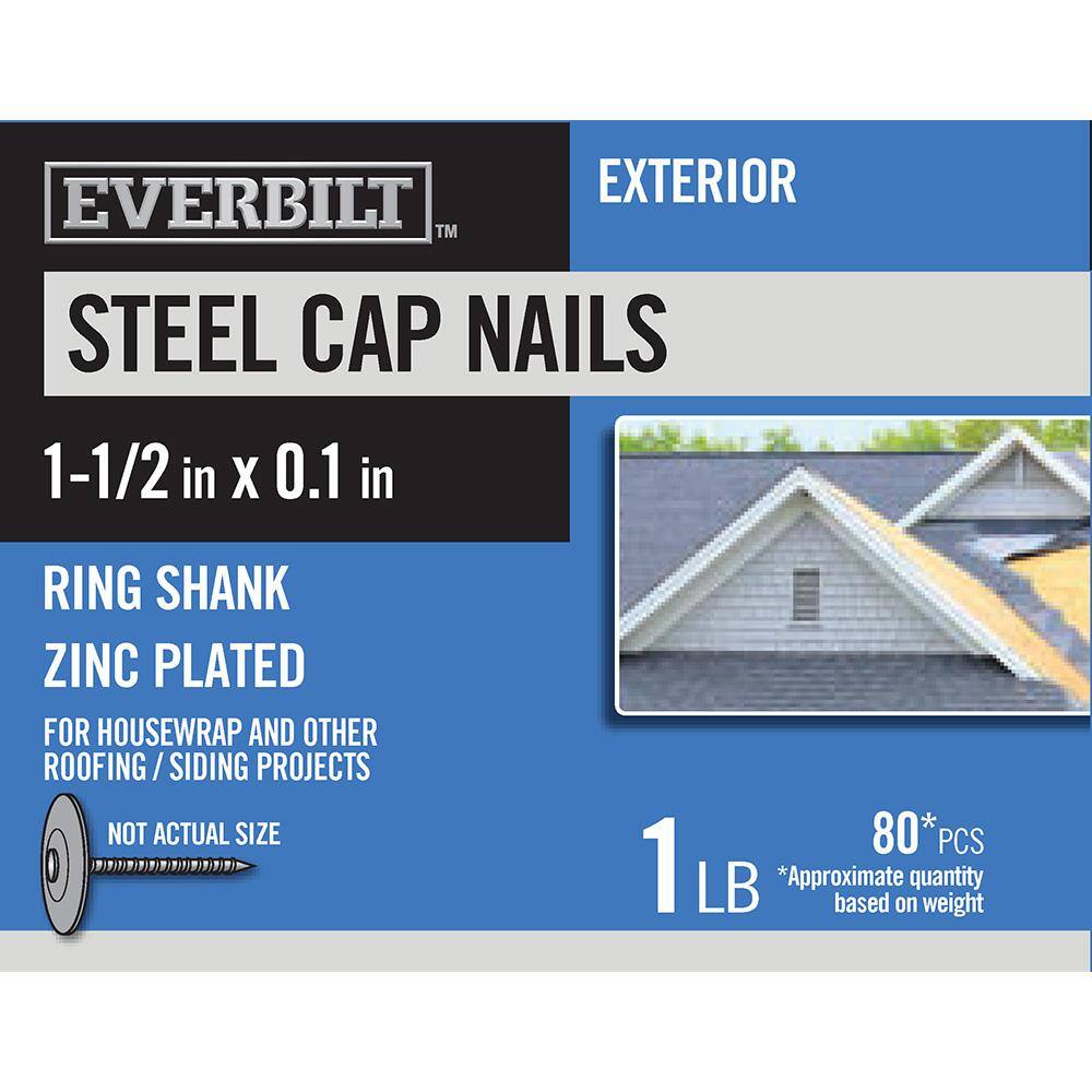 Everbilt 1-1/2 in. x 12 Gauge Steel Cap Ring Shank Zinc Plated Capped ...