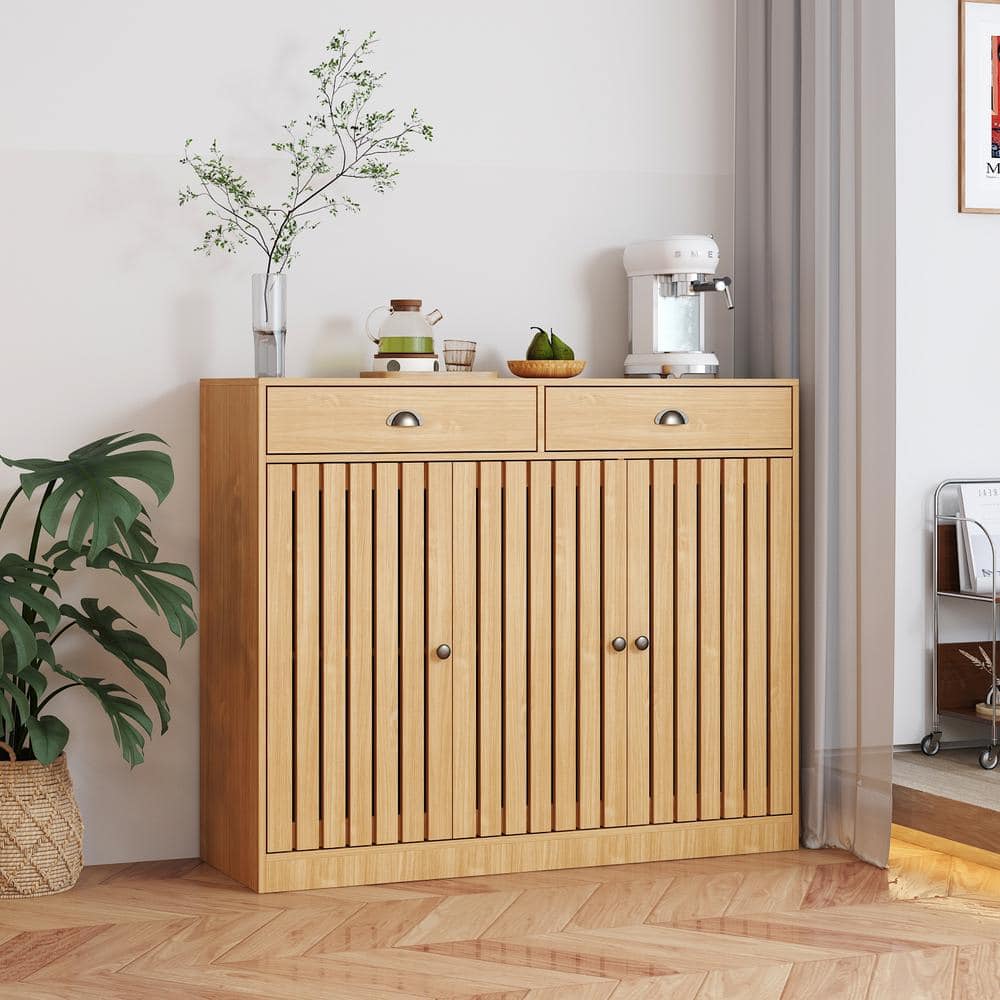 FUFU&GAGA Burly Wood Grain 39.4 in. H Accent Storage Cabinet, Shoe ...