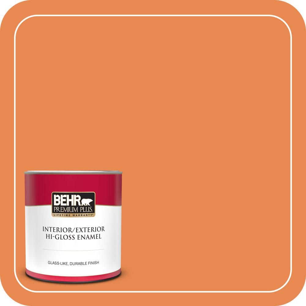 BEHR PREMIUM PLUS 1 qt. #P210-6 Mandarin Hi-Gloss Enamel Interior ...