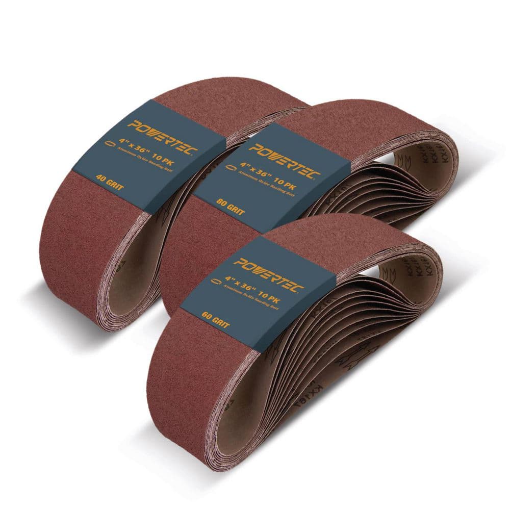 ‎POWERTEC 4 x 36 in. Sanding Belts, 10 Each of 40/60/80 Grits for ...
