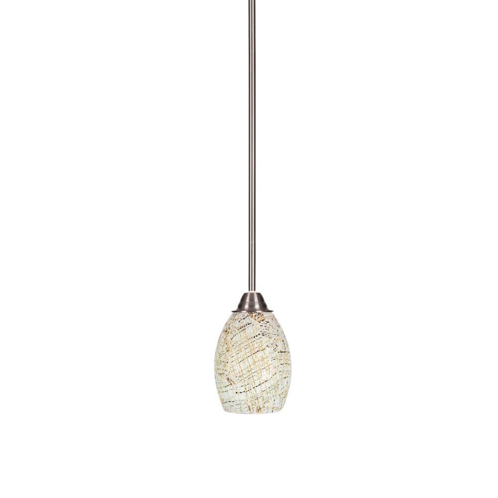 Madison 100-Watt 1-Light Brushed Nickel Shaded Pendant Light with 5 in ...