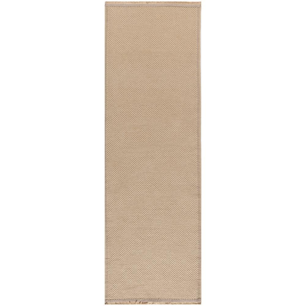 Nourison Washable Jute Natural 2 ft. x 8 ft. Solid Contemporary Runner ...