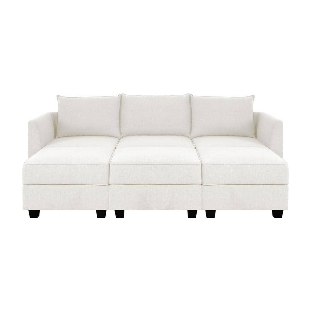 HOMESTOCK 87.01 in Modern 3-Seater Upholstered Sectional Sofa with 3 ...