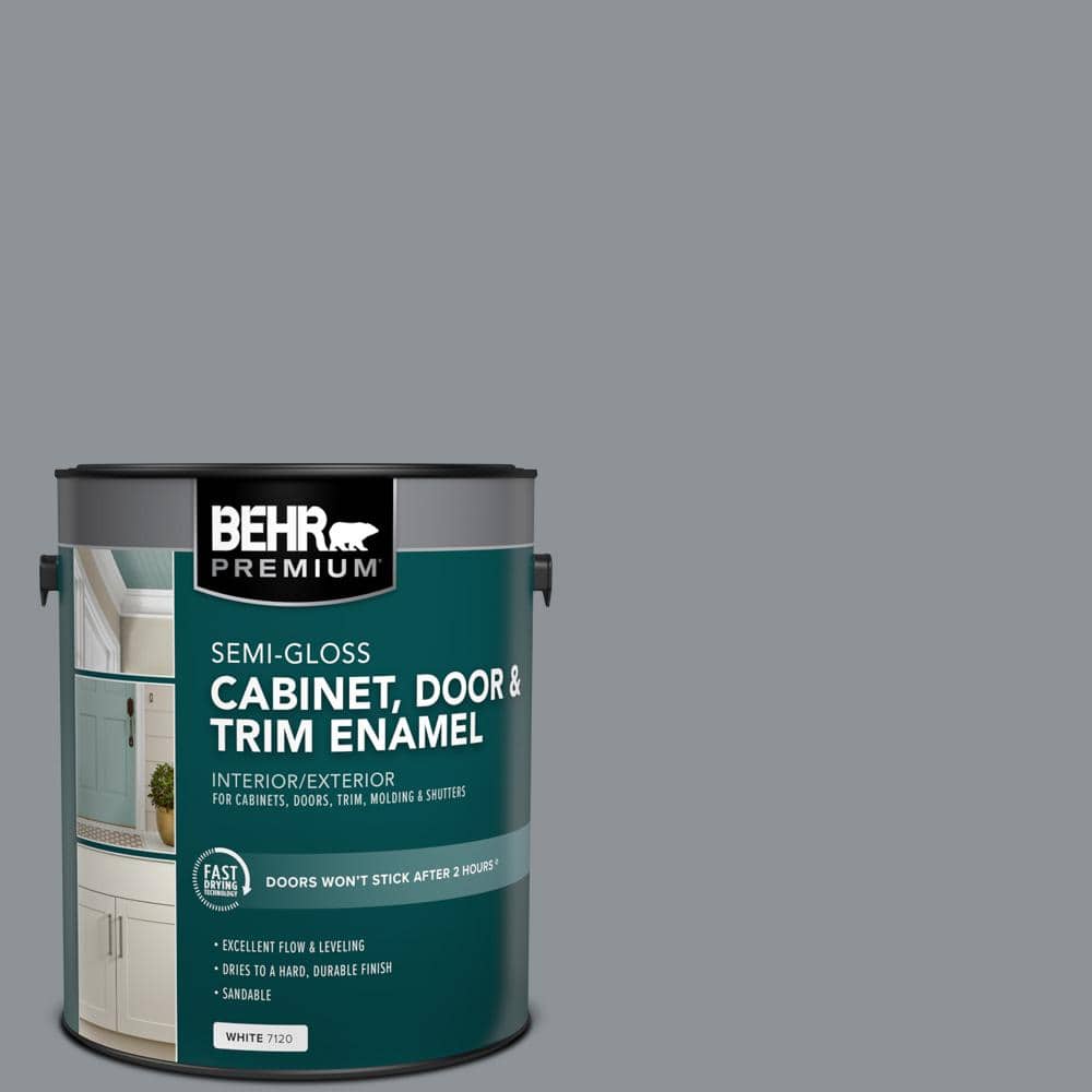 BEHR PREMIUM 1 gal. #PPU18-04 Dark Pewter Semi-Gloss Enamel Interior ...
