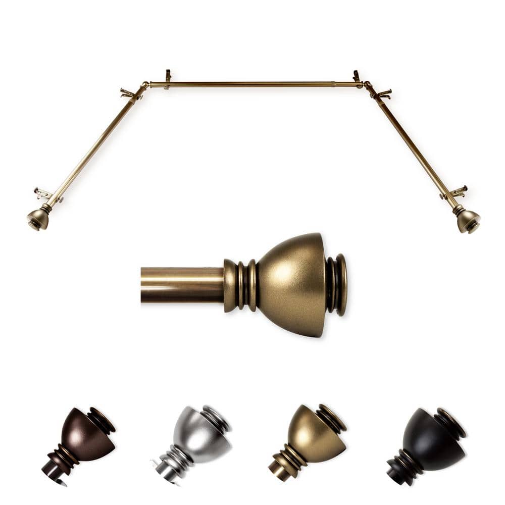 EMOH 13/16" Dia Adjustable 20"-36", 38"-72" Bay Window Curtain Rod with ...