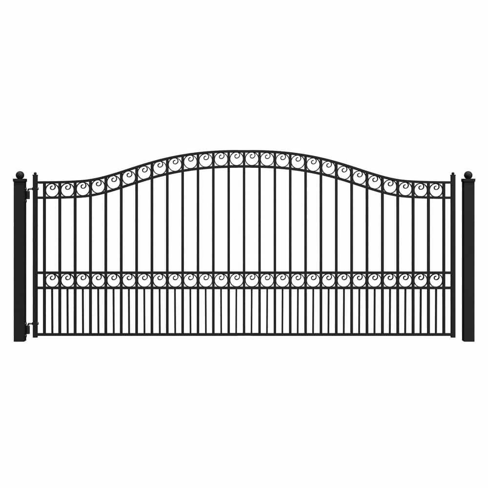 ALEKO Paris Style 14 ft. x 6 ft. Black Steel Metal Single Swing ...