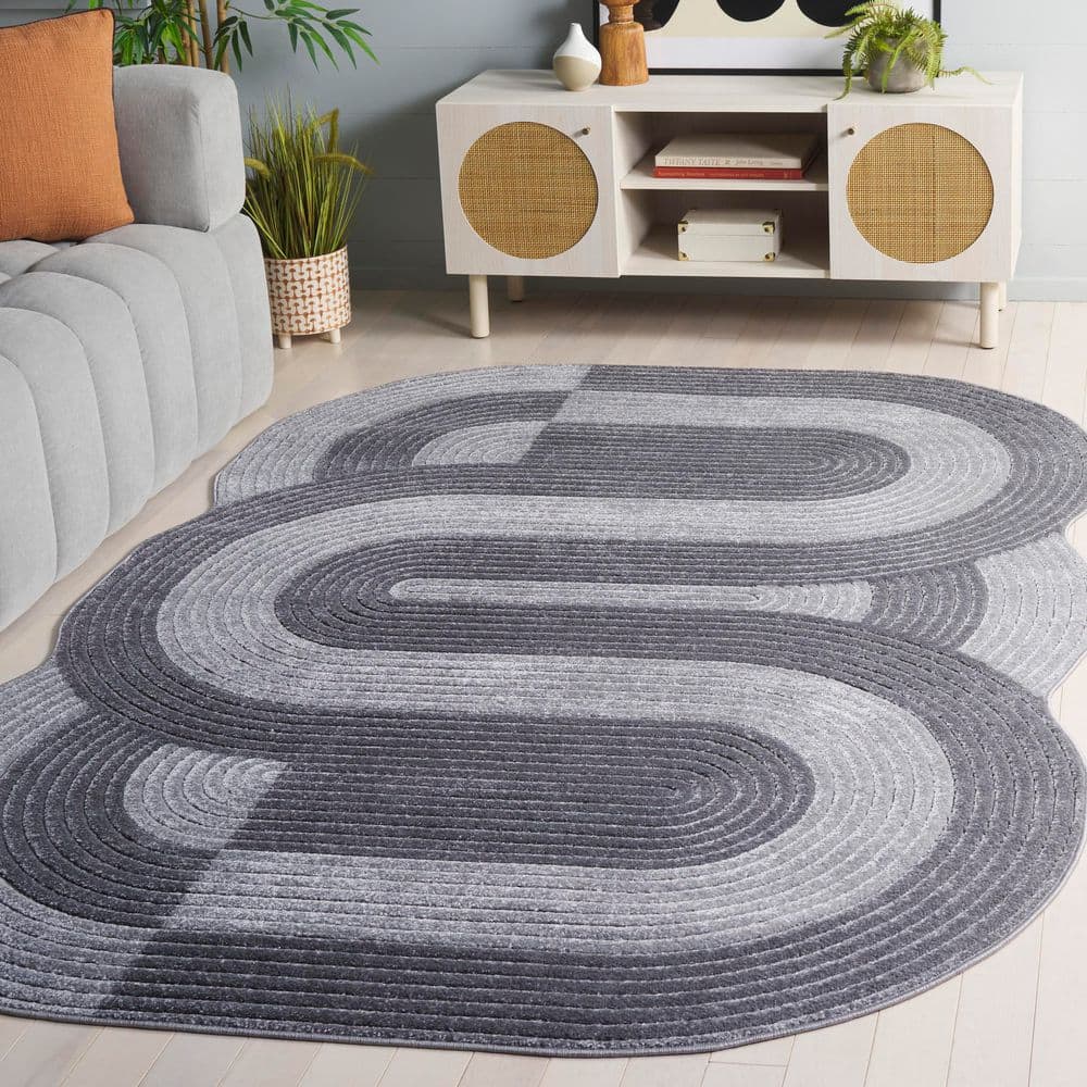 SAFAVIEH Contour 5 ft. x 8 ft. Gray/Dark Gray Swirls Abstract Area Rug ...