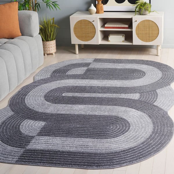 SAFAVIEH Contour 5 ft. x 8 ft. Gray/Dark Gray Swirls Abstract Area Rug ...