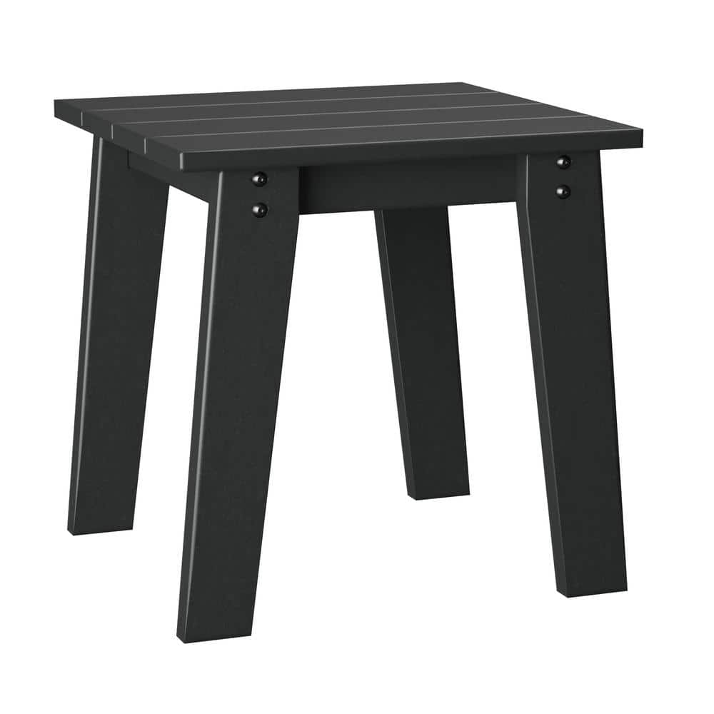 Zeus & Ruta Outdoor Patio Side Table with 4-legs in Black for Backyard ...