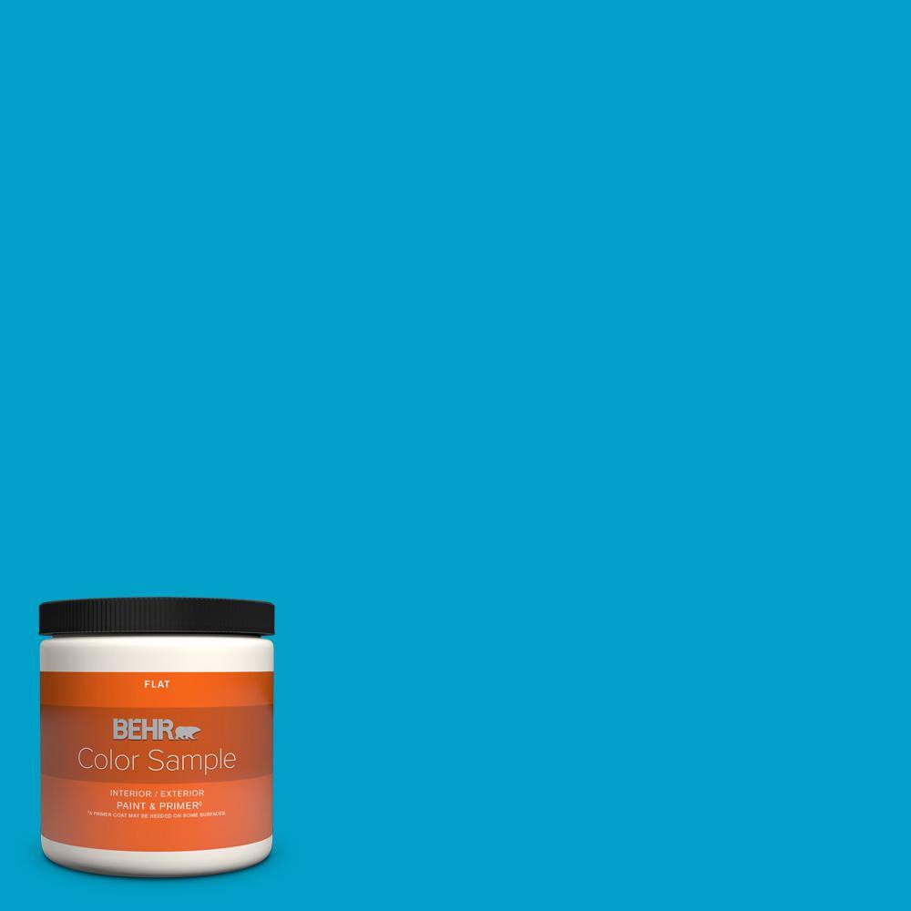 BEHR PREMIUM PLUS 8 oz. #P490-5 Yucatan Flat Interior/Exterior Paint ...