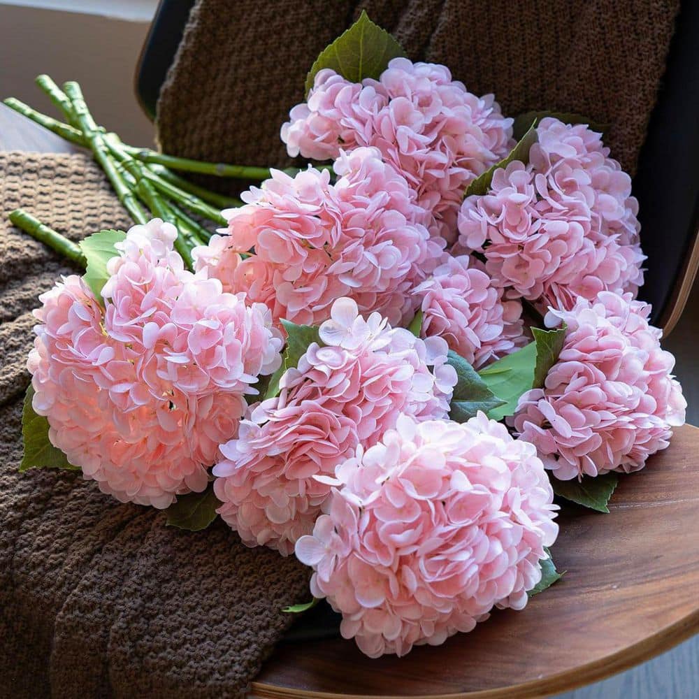 Home Decor Series: 3 - Piece, 21 in. H x 8.6 in. W Pink Artificial Cone ...