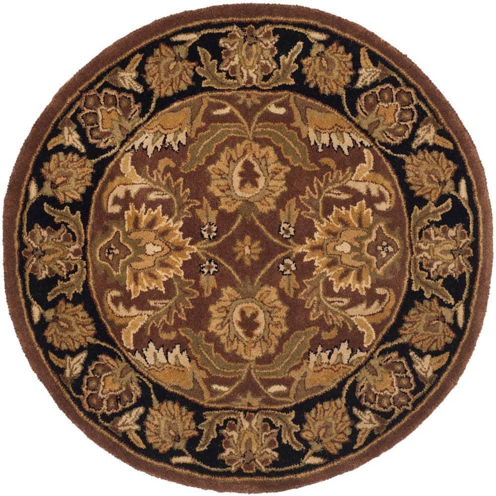 SAFAVIEH Classic Rust/Black 4 ft. x 4 ft. Round Border Area Rug CL239C-4R
