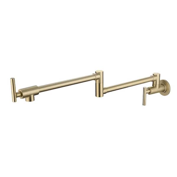 YONKI SUNSHIN INC Wall Mounted Pot Filler with Double-Handle in Brushed ...
