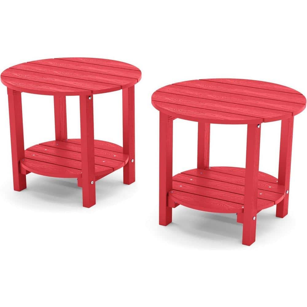 Mximu 18 in. Red Round Plastic Adirondack Outdoor Double Layer Patio ...