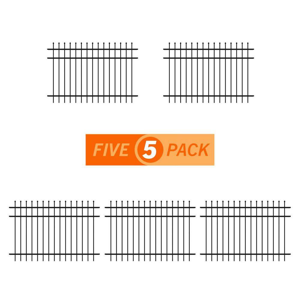 FORGERIGHT 4 ft. H x 6 ft. W Osprey Black Aluminum Fence Panel (5-Pack ...