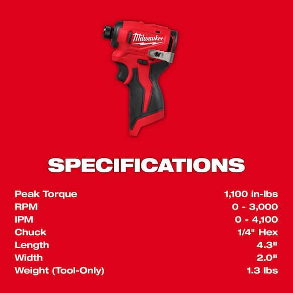 Milwaukee M12 12V Lithium-Ion Subcompact Brushless Cordless 1/4 in. Hex ...