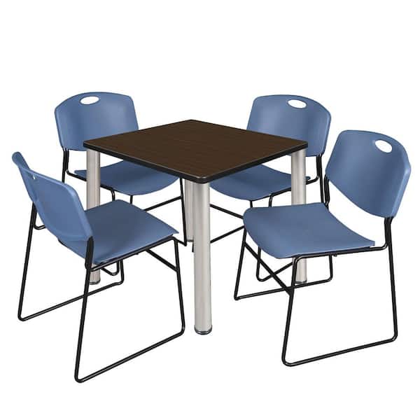 Regency Kee 30 in Neo Walnut Square Breakroom Table Desk and 4 Zeng ...