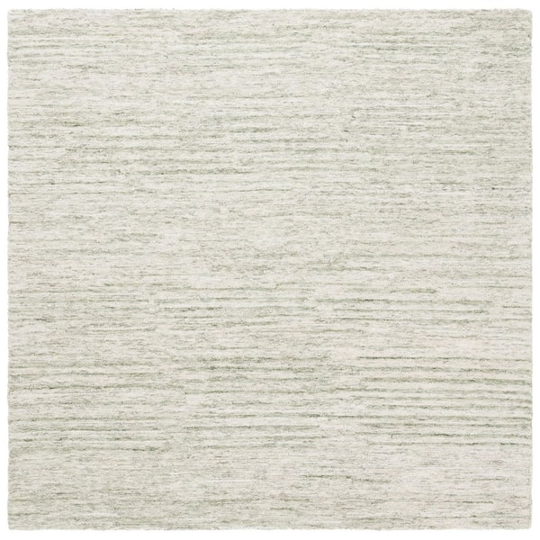 SAFAVIEH Ebony 6 ft. x 6 ft. Green/Ivory Distressed Striped Abstract ...