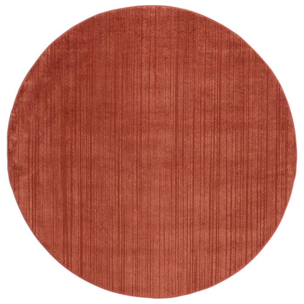 SAFAVIEH Harmony 7 ft. x 7 ft. Rust Solid Striped Round Area Rug ...