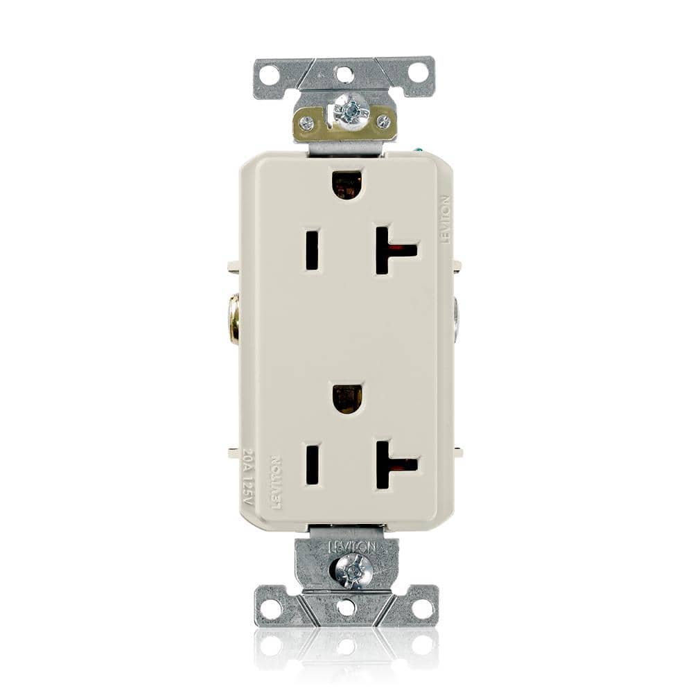 Leviton Decora Plus 20 Amp 125 V Industrial Grade Duplex Outlet ...