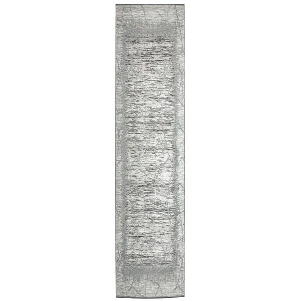 Davide 1229 Transitional Crackled Grey 2 ft. x 8 ft. Runner Area Rug ...