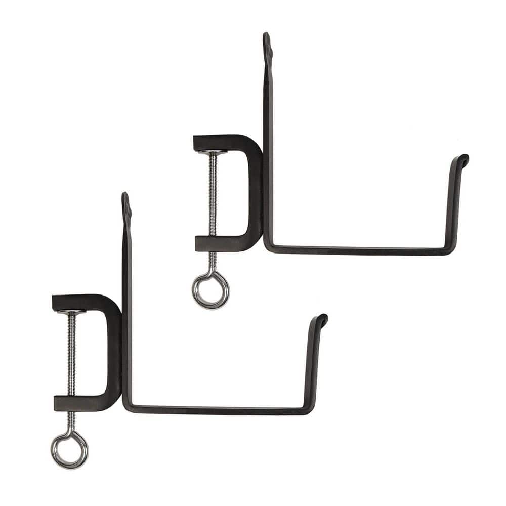 ACHLA DESIGNS Pair of Clamp-On Flower Box Brackets, 6 Inch Wide, Black ...