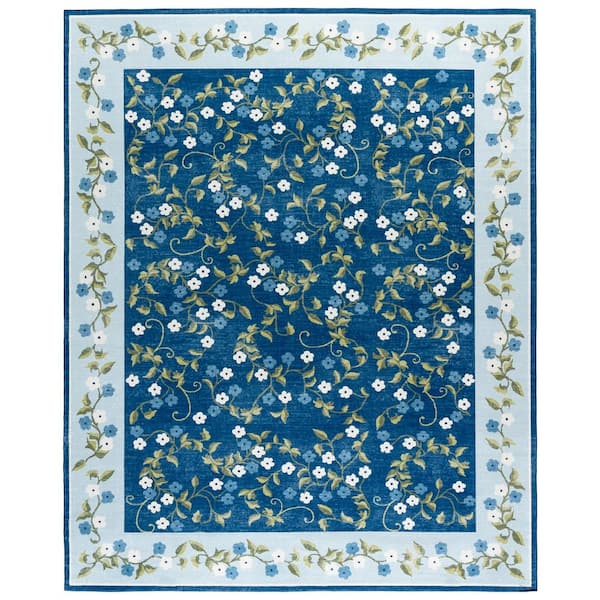 SAFAVIEH Martha Stewart Washable Dark Blue/Light Blue 9 ft. x 12 ft ...