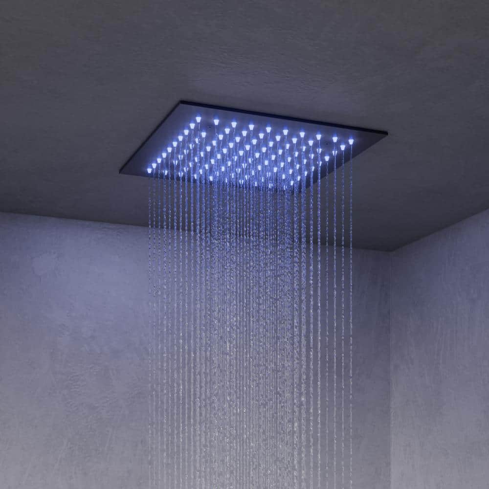 GRANDJOY LED Dual Showers with Valve 7-Spray Dual Ceiling Mount 12 in ...