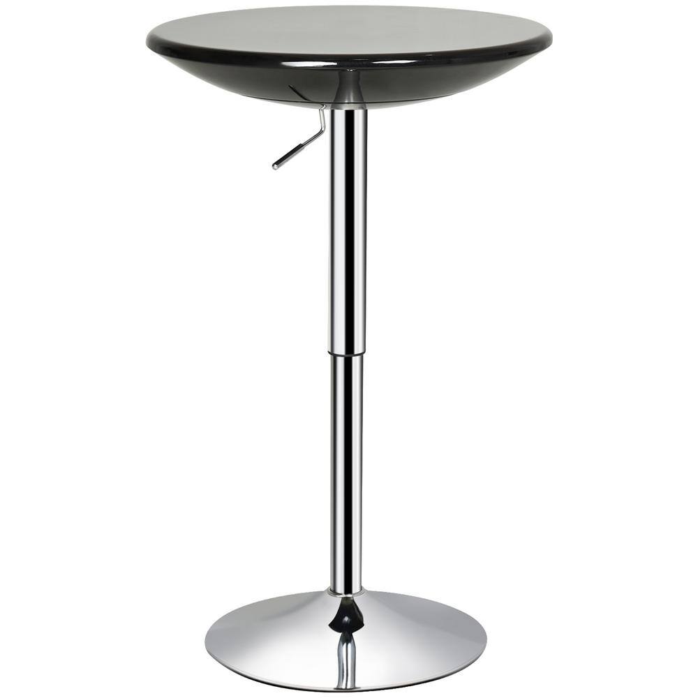 Otryad Round Bar Table with Metal Base, Adjustable Counter Height Pub ...