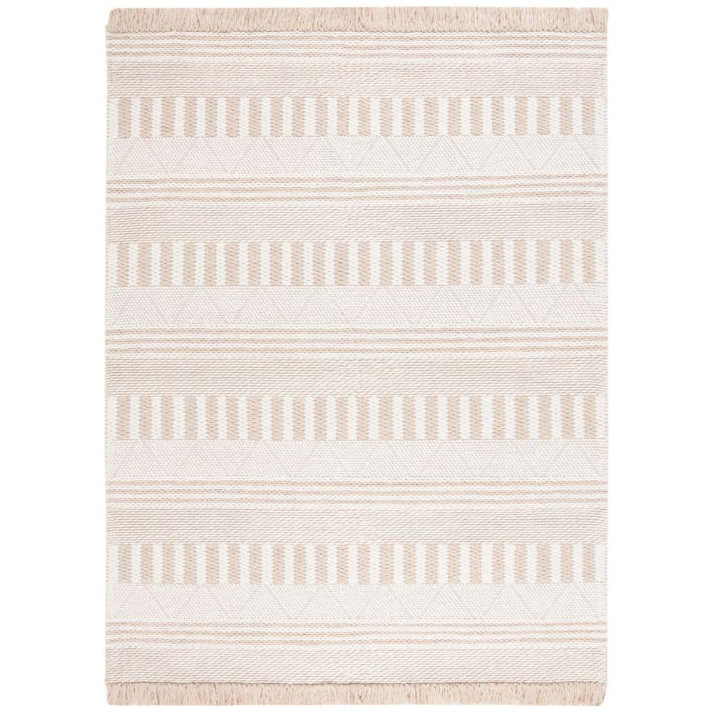 SAFAVIEH Natura 8 ft. x 10 ft. Ivory/Taupe Chevron Striped Area Rug ...