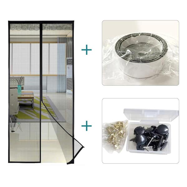 Shatex 36 in. x 96 in. Black Velcro Fiberglass Magnetic Screen Doors ...