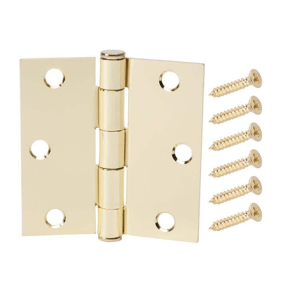 Everbilt 3 in. Square Corner Satin Brass Door Hinge 14989 - The Home Depot