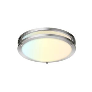 Hampton Bay Stetson 11 in. Transitional Brushed Nickel 5 CCT Integrated ...