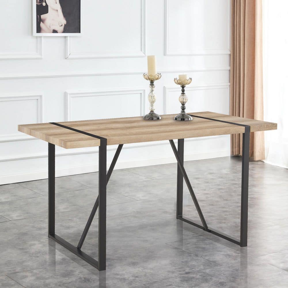 Noble House Eaton Rustic Brown Wood 31.4 in. W Sled Dining Table Seats ...