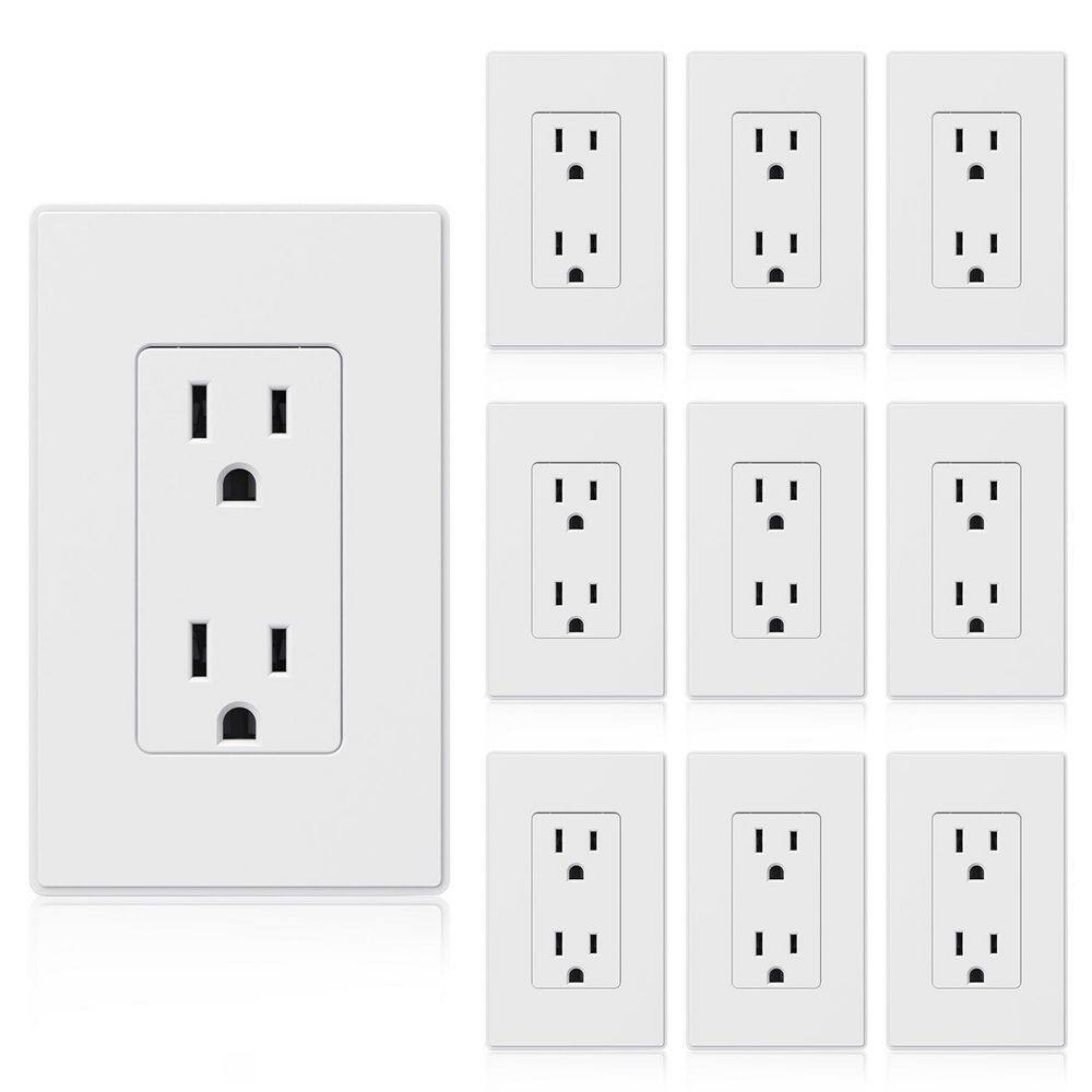 ELEGRP Decorator 15 Amp 125-Volt Residential Grade Self Grounding ...