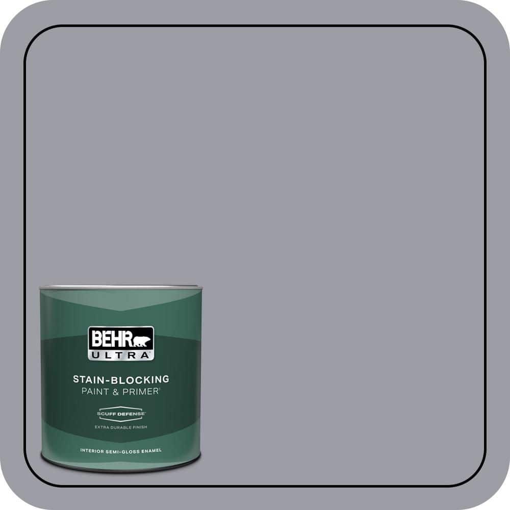 BEHR ULTRA 1 qt. #BNC-09 Heather Gray Extra Durable Semi-Gloss Enamel ...