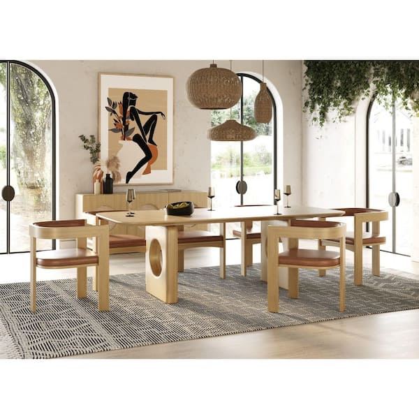 MR MODREST Nova Domus Oshana Modern White Oak Wood 40 in. Double Pedestal Dining Table Seats 8 ...