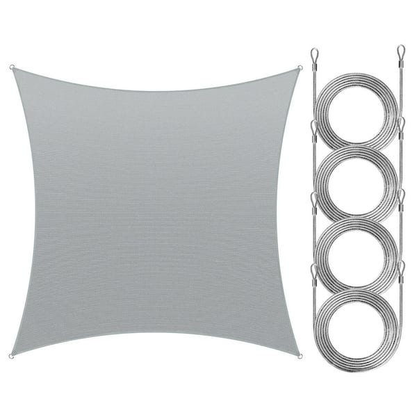 ROYAL SHADE 14 ft. x 14 ft. Square Sun Shade Sail with Rope-Gray RR ...