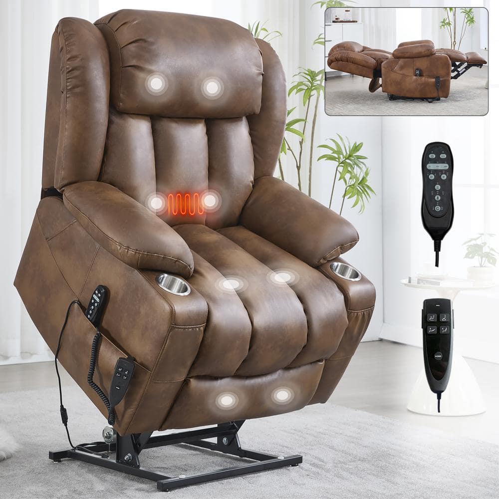 J&E Home Faux Leather lift electric Recliner in Beige GD-W547S00023 ...