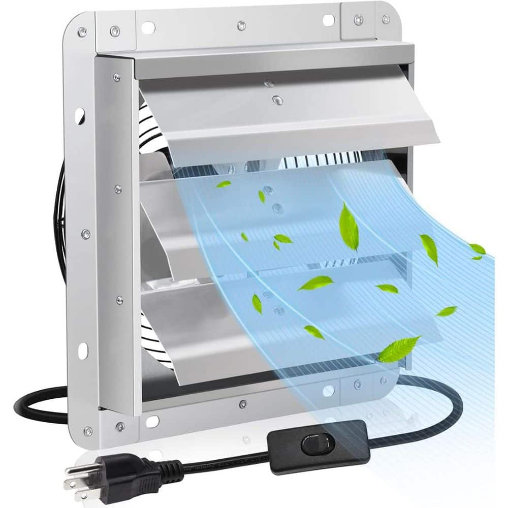 KIWDZFU 7 in. Shutter Exhaust Fan, Wall Mounted with ON/OFF Switch, 760 ...