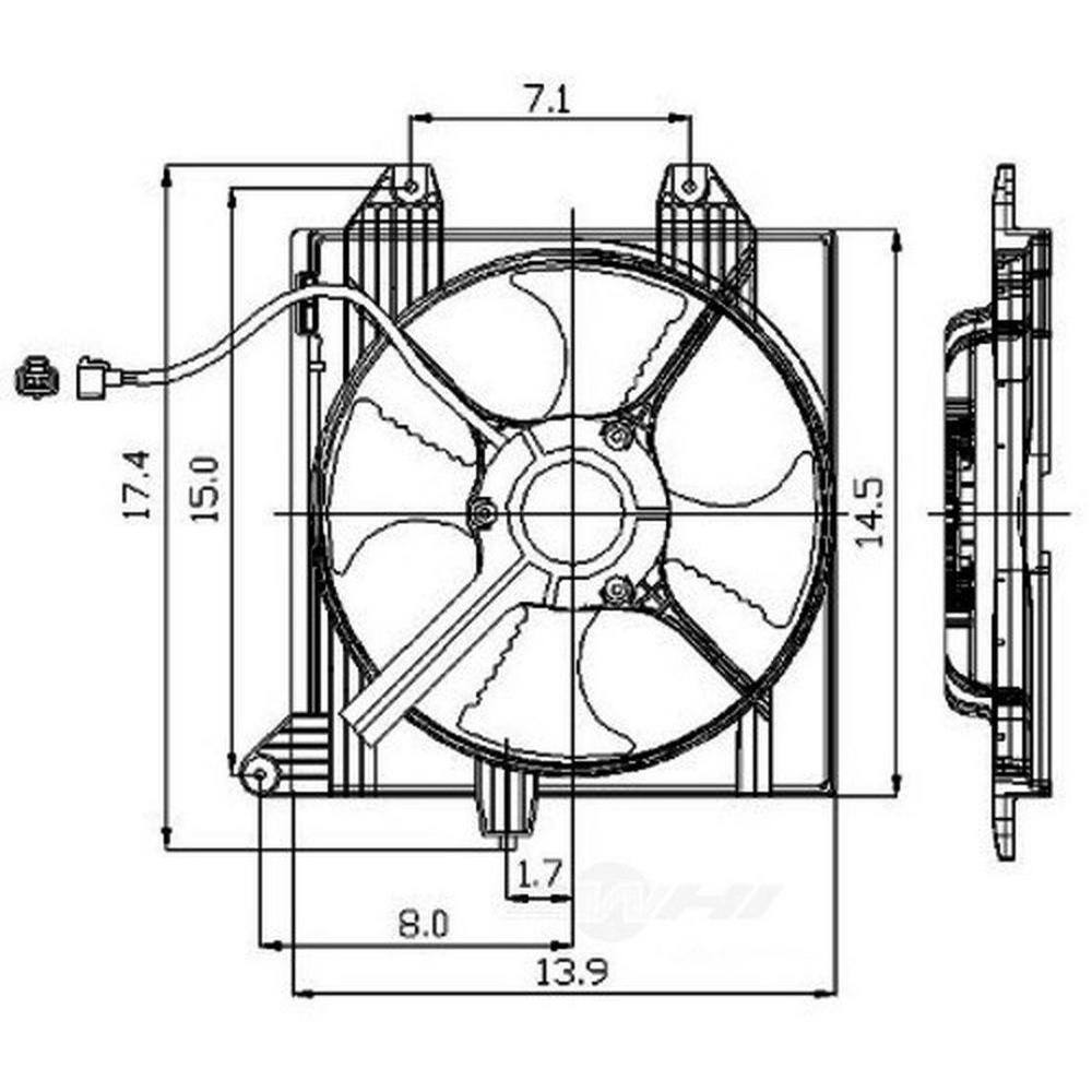 Electric Cooling Fan Assembly 2002-2004 Mitsubishi Lancer 2.0L 2811389 ...