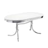 Coaster Retro Glossy White and Chrome Wood Top Oval Pedestal Dining ...
