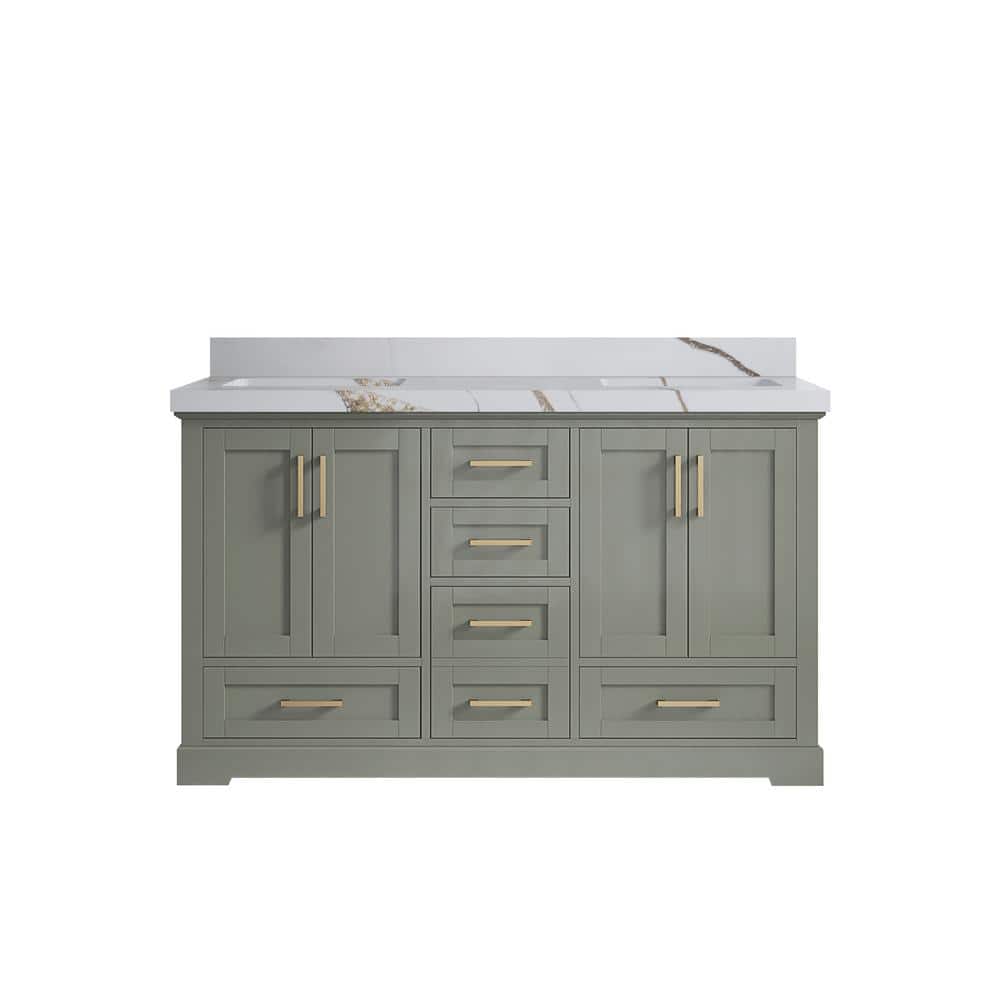 Willow Collections Boston 60 in. Double Sink Freestanding Evergreen ...