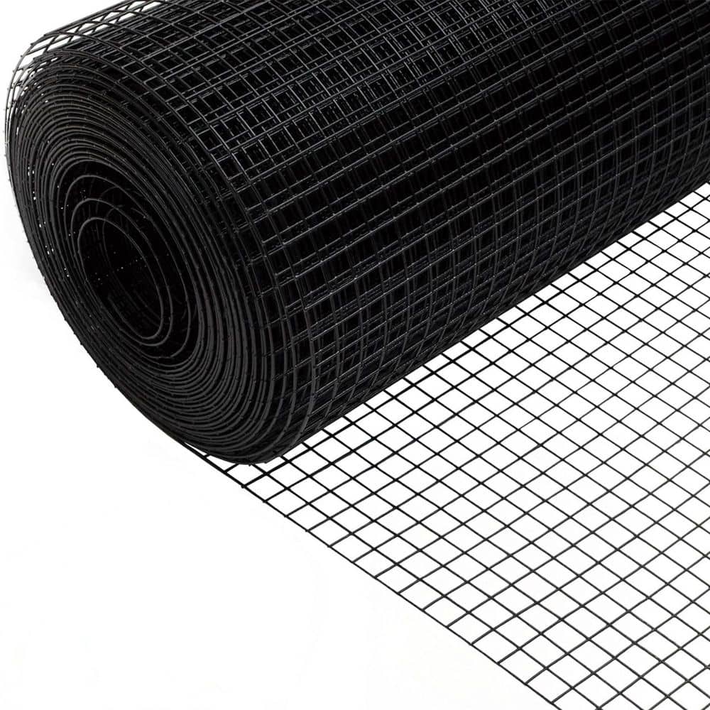 WRIGHTMASTER 24 in. x 100 ft. Reinforced PVC Coated Black Wire Mesh for ...