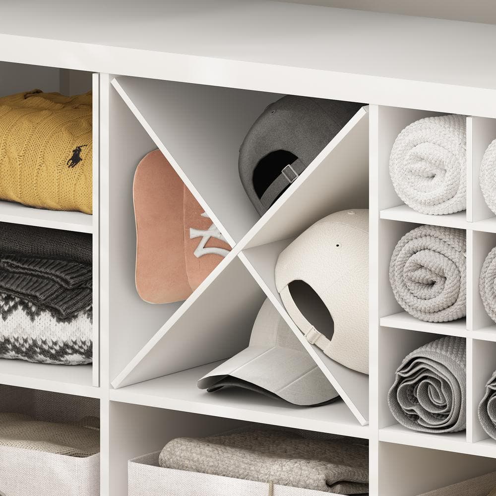 Furinno Cubicle 13.35 in. Tall White Wood 4-Shelf Cube Bookcase Insert ...