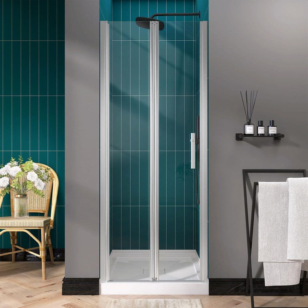 NTQ 32 to 33.25 in. W x 72 in. H Bifold Hinged Shower Panel Pivot ...