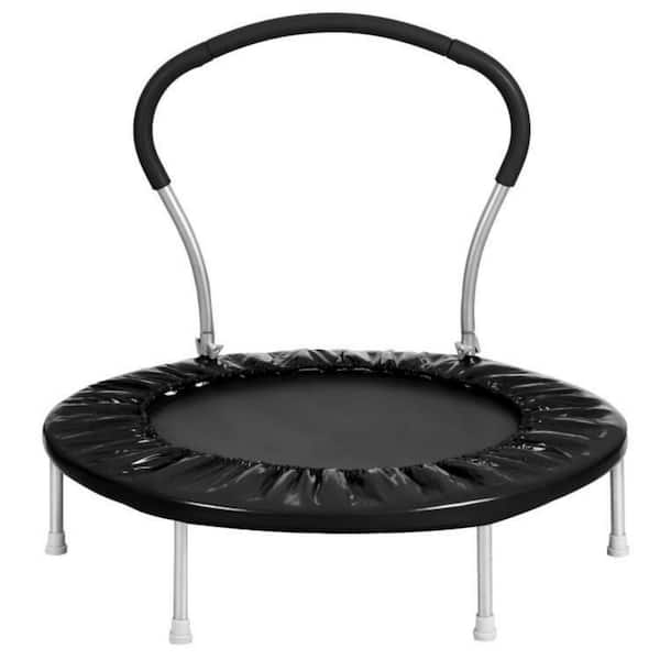Miscool Anky 36 in. Black Metal Mini Trampolines with Handle for Kids ...