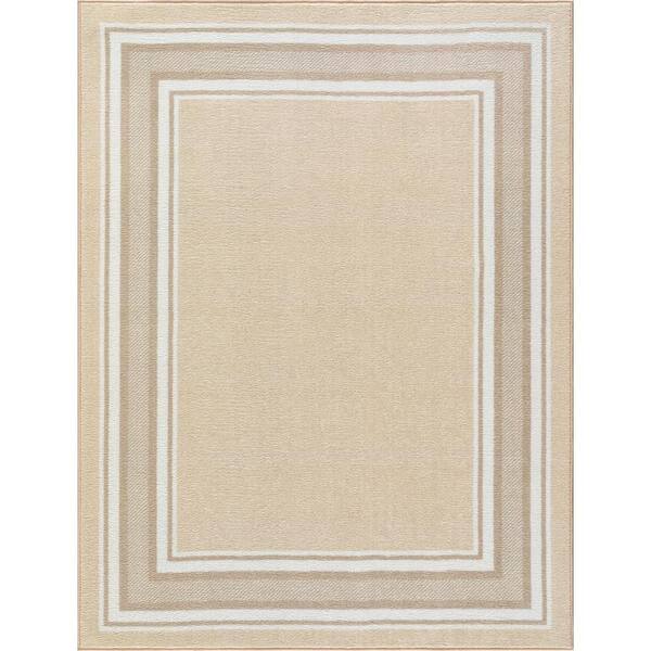 Beverly Rug 2 X 5 Beige Carmel Bordered Non Slip Runner Indoor Area Rug ...