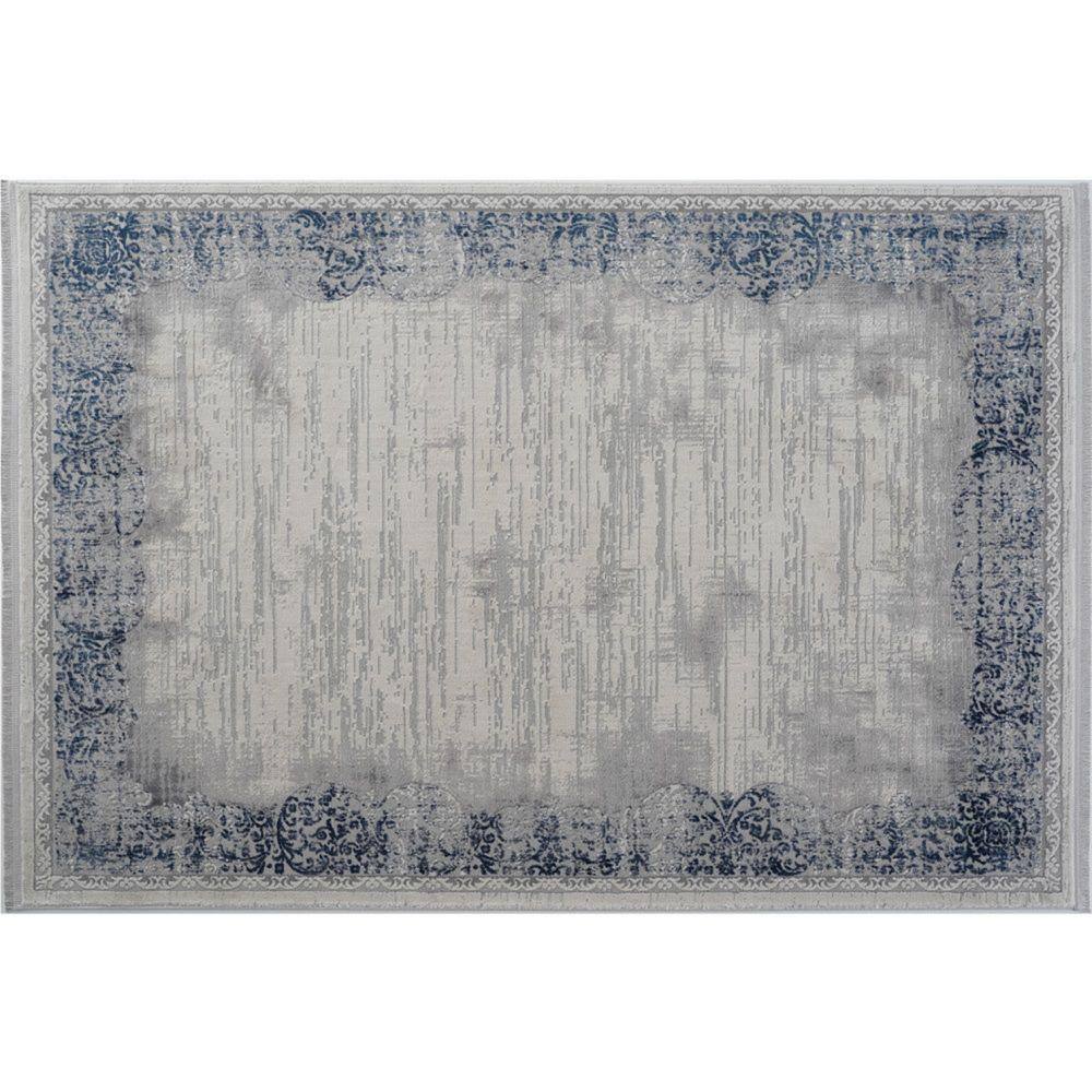 Benjara Trix Gray, Ivory and Black 8 ft. x 10 ft. Geometric Area Rug ...